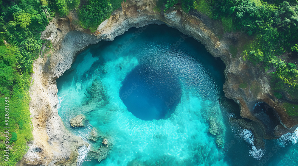 Стоковое фото «Stunning aerial view of deep eye shaped blue sin. Summer ...