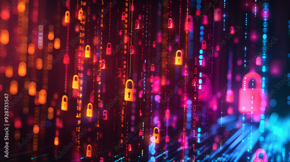 IoT data protection cybersecurity digital technology with key and padlock, data clean, phishing ...