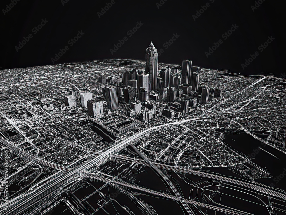 ภาพประกอบ Stock Technical aerial visual, 3D LiDAR GIS aerial map ...