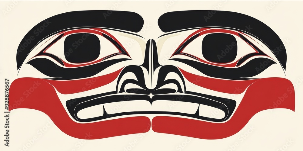 Stylized Inuit Haida Face: Traditional Pacific Northwest Art in Black ...