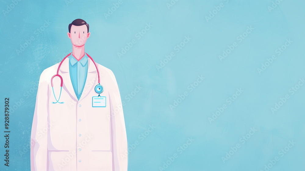 Minimalist Medical Illustration of Doctor Wearing White Coat with ...