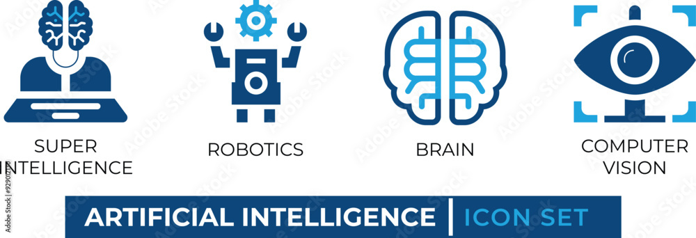 Artificial Intelligence Icon Set featuring Super Intelligence, Robotics ...
