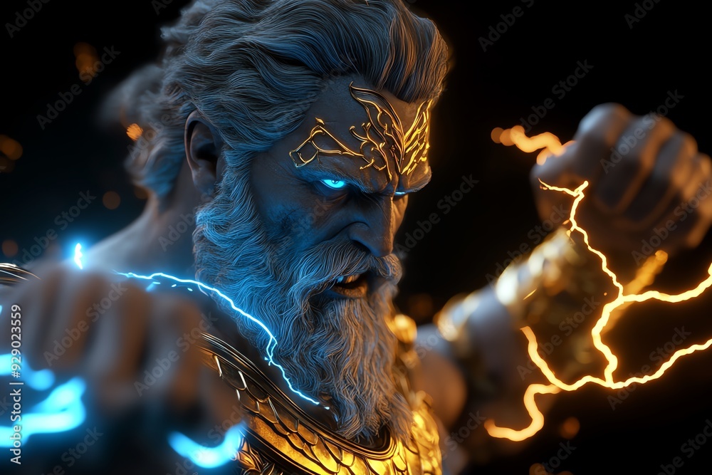 Zeus as the final boss in a video game, his attacks visualized with ...