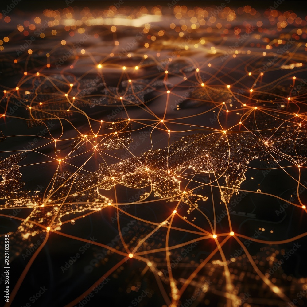 Digital representation of a cargo network with interconnected routes ...