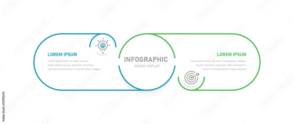 Two-stage thin infographics for presentations with changeable icons ...