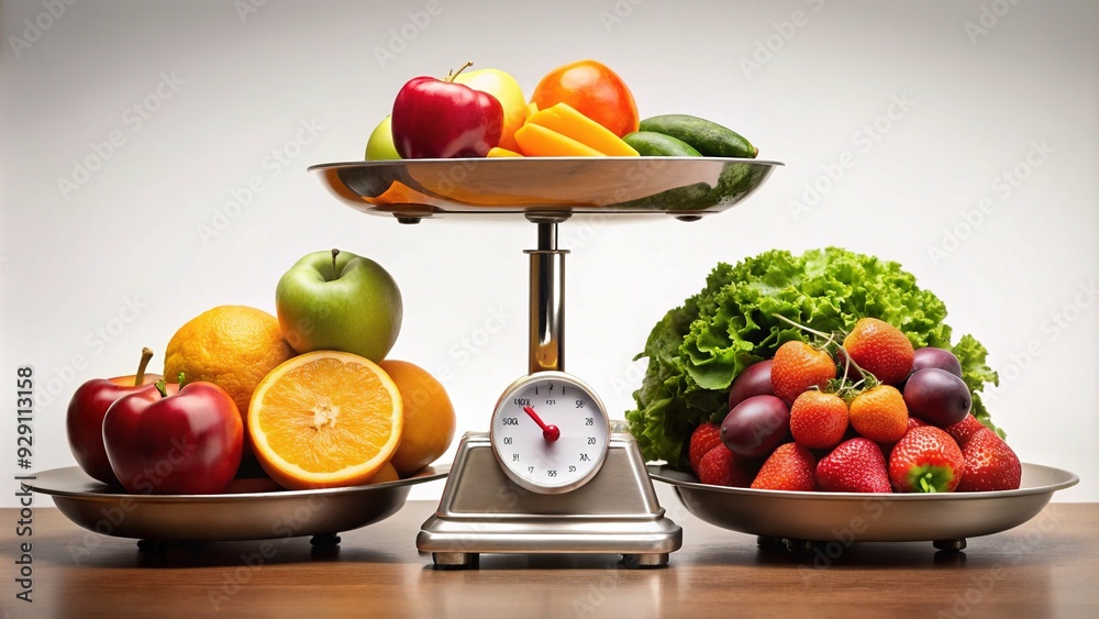 Sleek modern weigh scale with two opposing sides, one with fresh ...