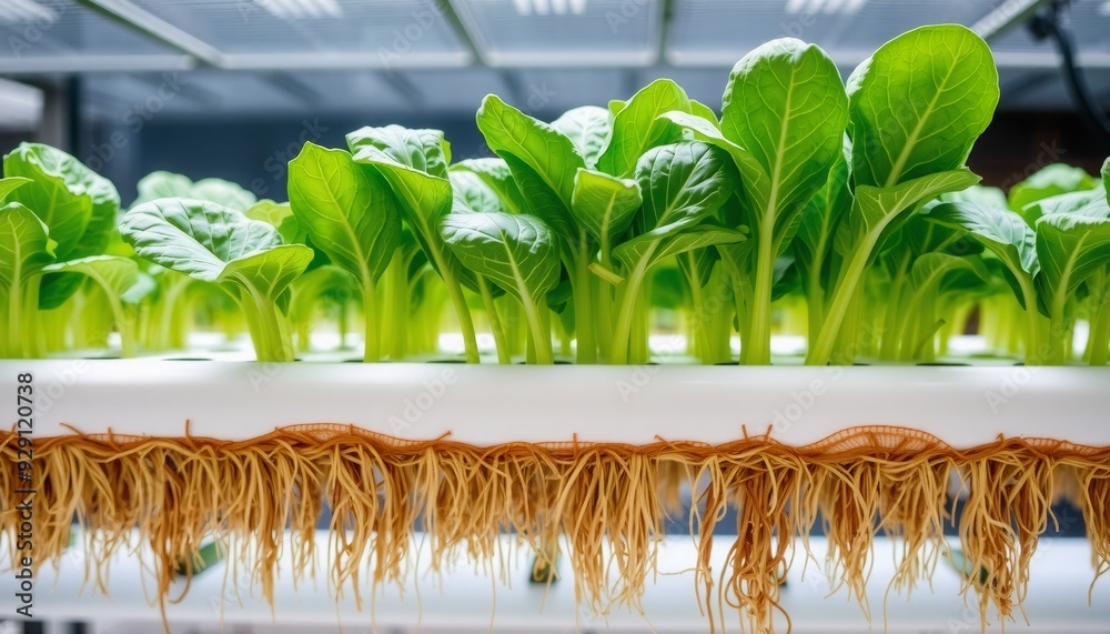 hydroponic system with exposed roots showcasing healthy growth and ...
