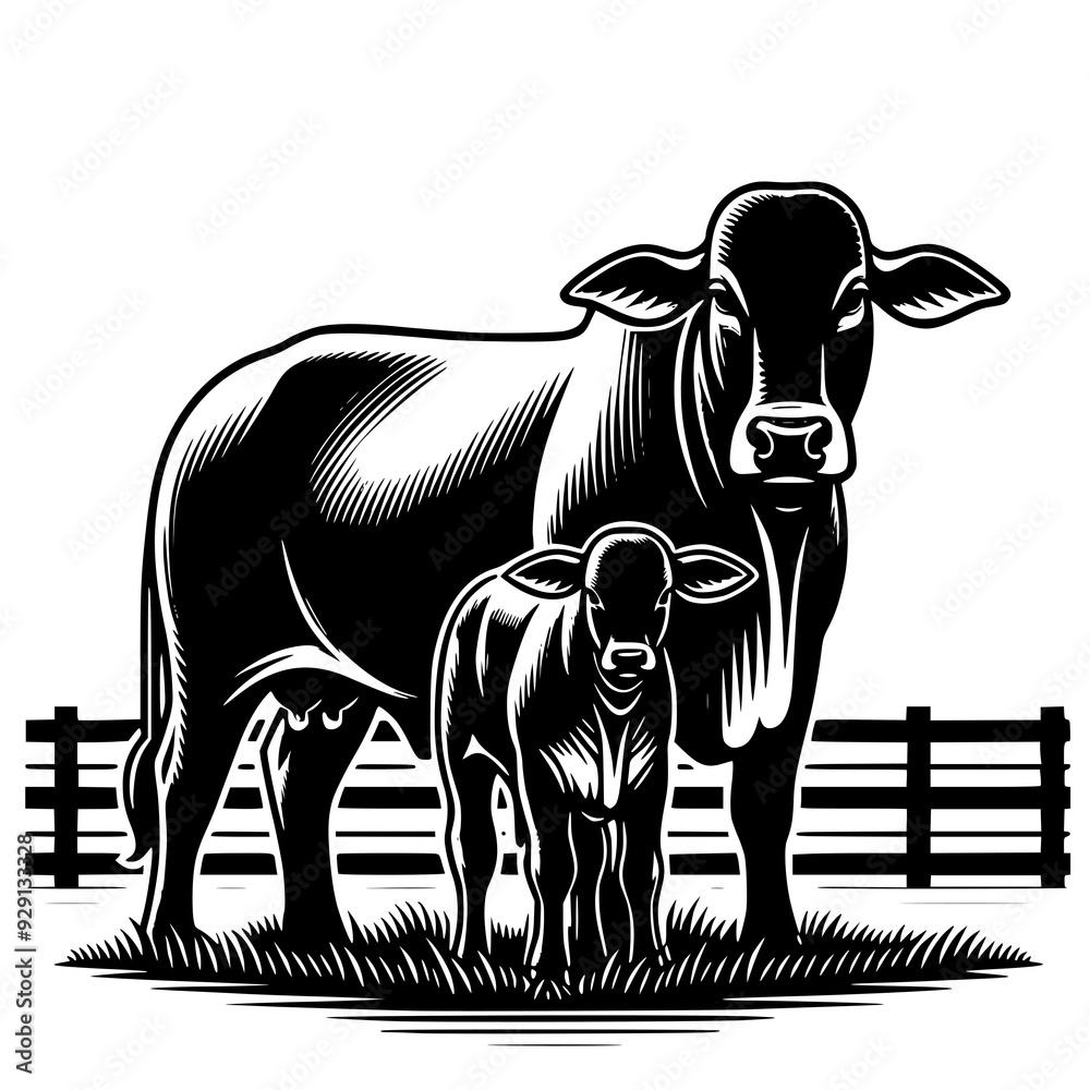 Black Angus Cow Calf Pair SVG, Animal clipart, cute animal, Farm ...