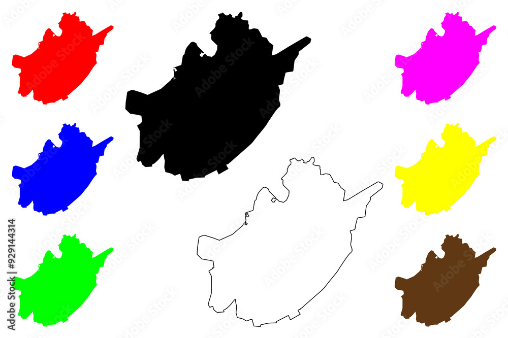 Jodhpur City (Republic of India, Rajasthan State) map vector ...