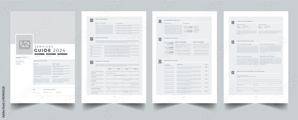 Services Guide Design layout Template With 4 page concept Accents Stock ...