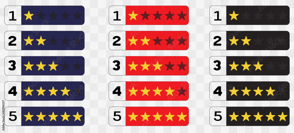 Five stars customer product rating system. 5 Rating stars widget. Five ...