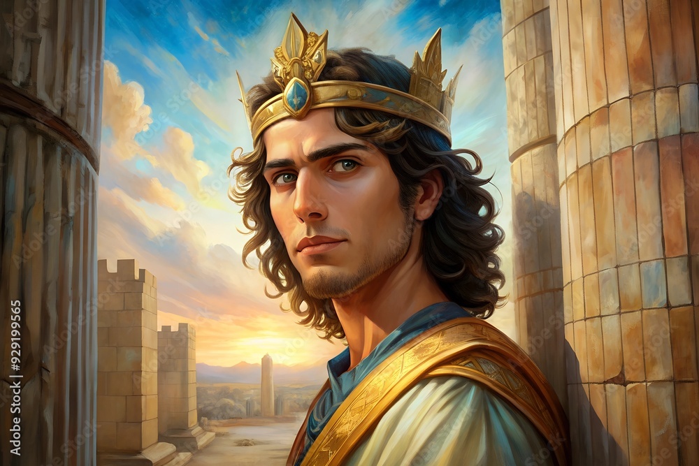 The wise king Solomon near the wall of the Jerusalem temple Stock Photo ...