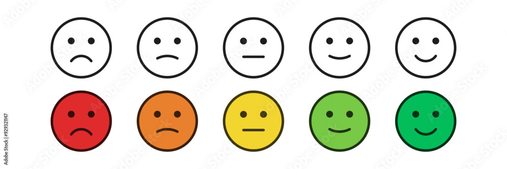 Feedback emoji icons vector. good and bad emoticon signs - Happy and ...