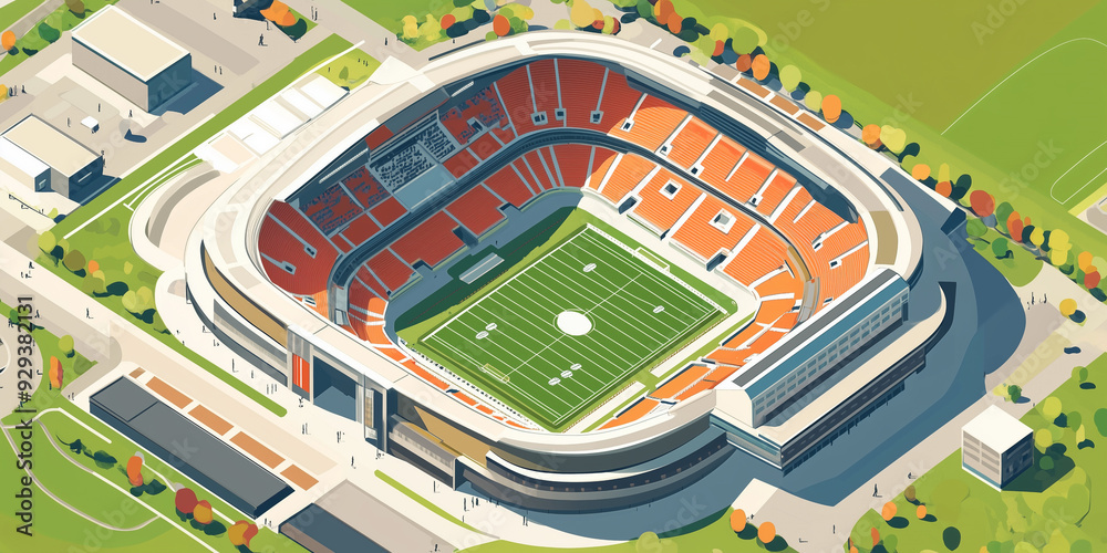 Diagram of a stadium with labeled seating sections, entrances, and ...
