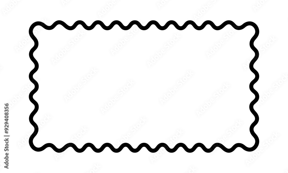 Blank rectangular frame with scalloped edges. Rectangle shape with ...