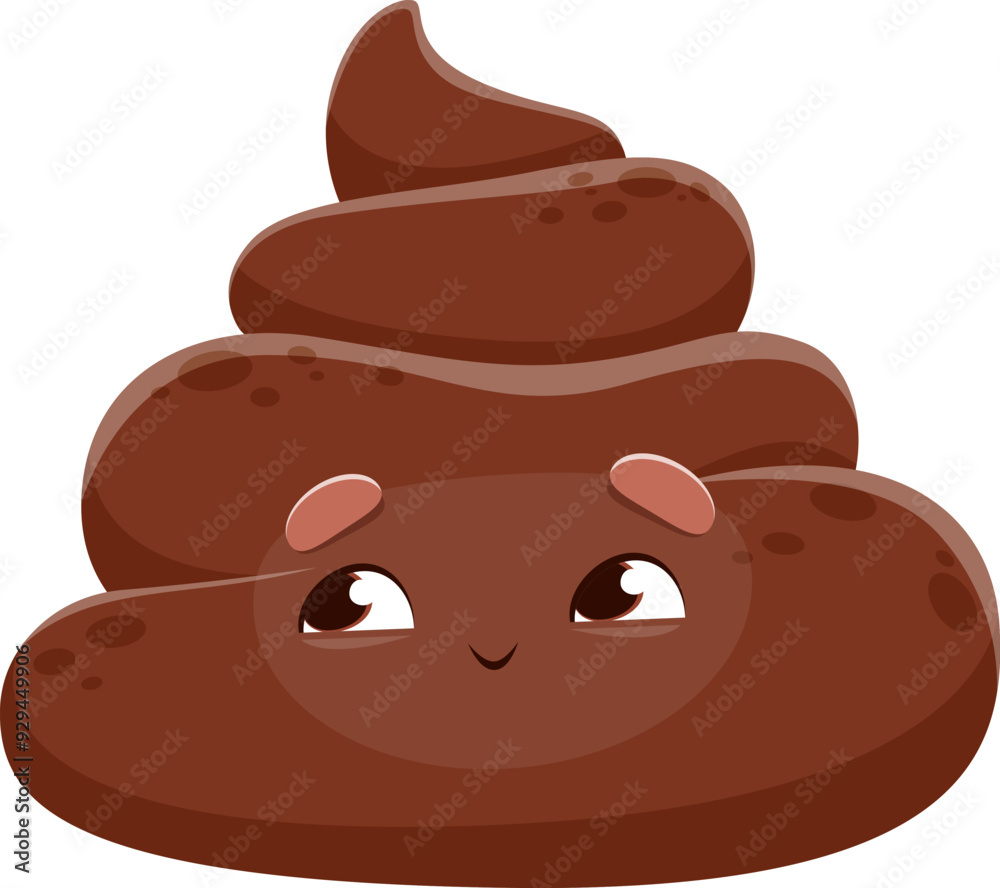 Cartoon poop emoji. Isolated cute vector poo with a smiling face. Fun ...