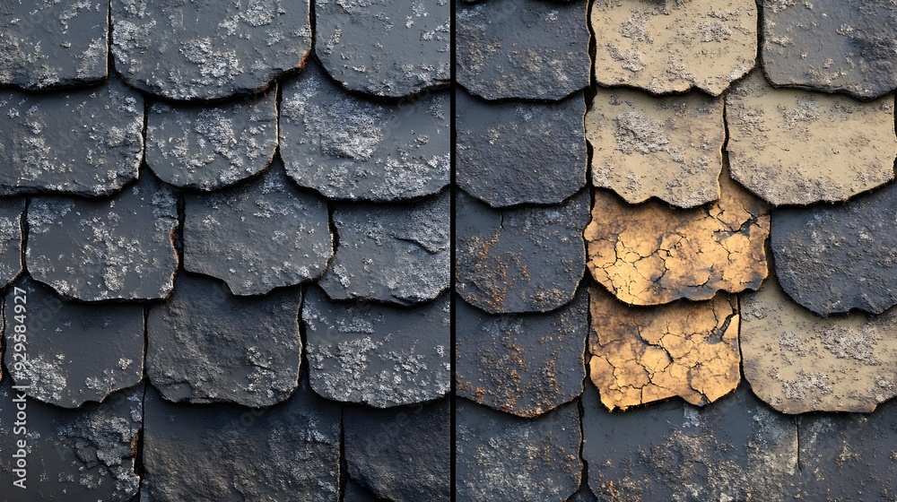 Side-by-side visual of normal shingle wear vs sharp, crater-like hail ...