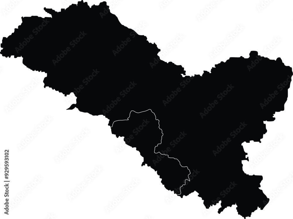 Detailed Black Silhouette vector Illustration of Ladakh Map State and ...