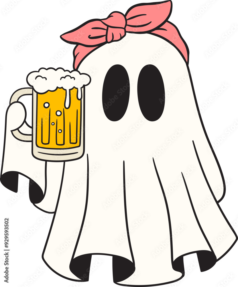 Cute ghost and drink Stock Vector | Adobe Stock