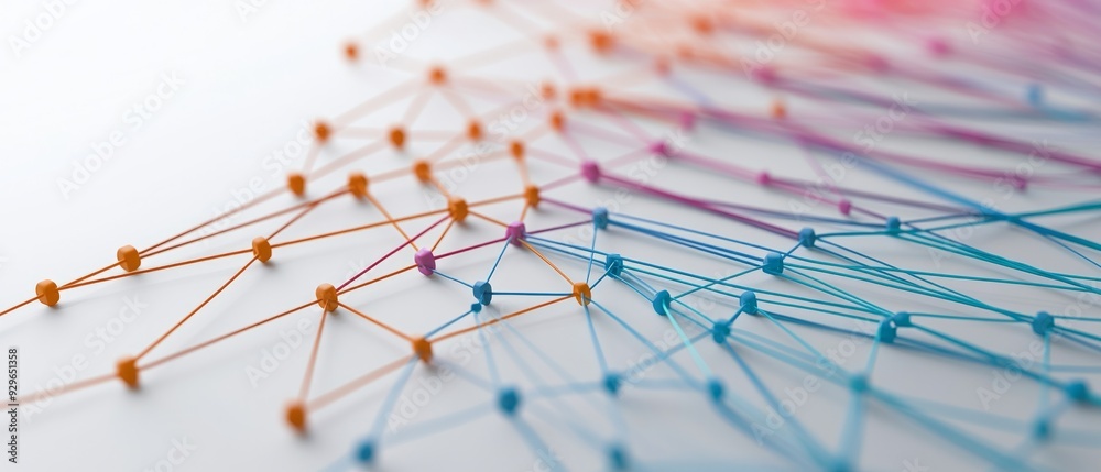 3D chord diagram with connected arcs and data relationships, background ...