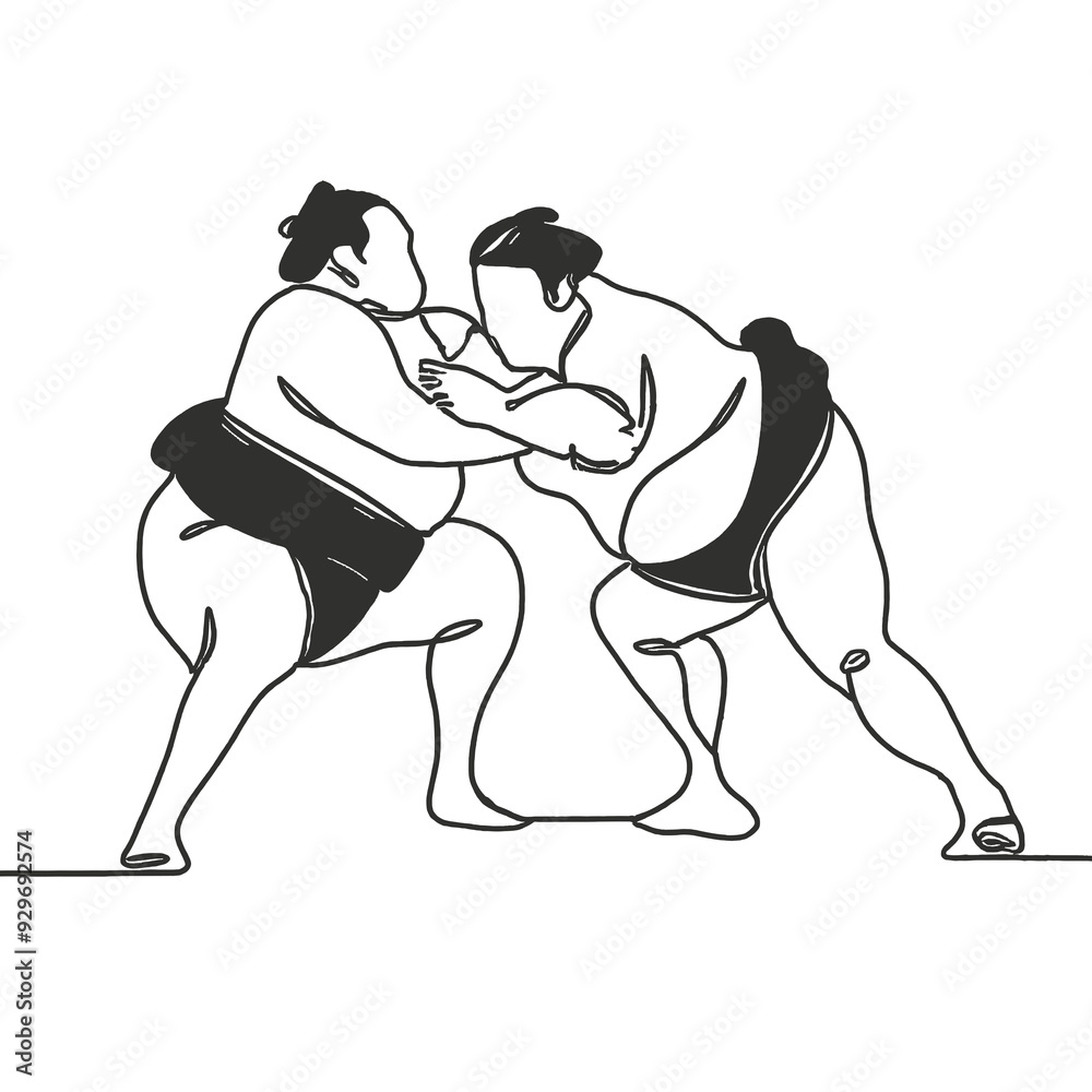Japanese wrestler, sumo one line art. Continuous line drawing japan ...