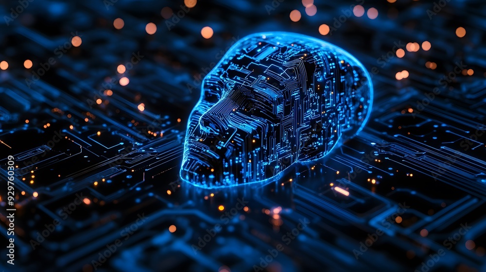 Artificial intelligence AI, circuit board in shape electronic ...