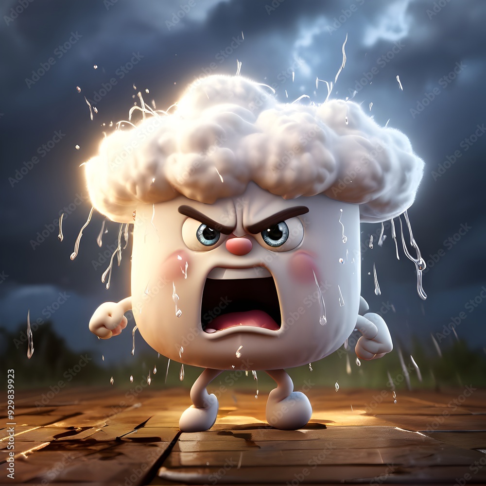 Anger - Stormy Cloud Character with Lightning, angry cloud, stormy ...