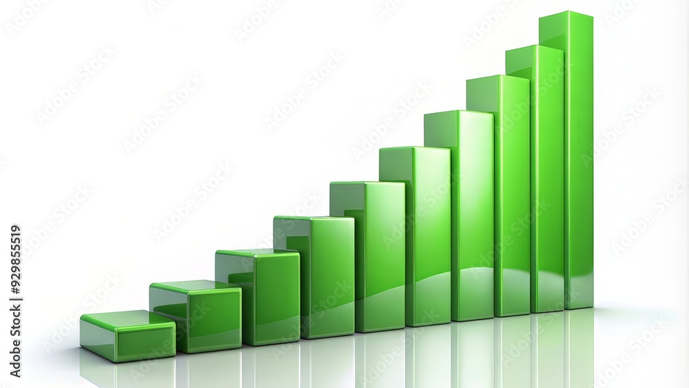 Vibrant green bar charts and graphs on a white background, showcasing ...