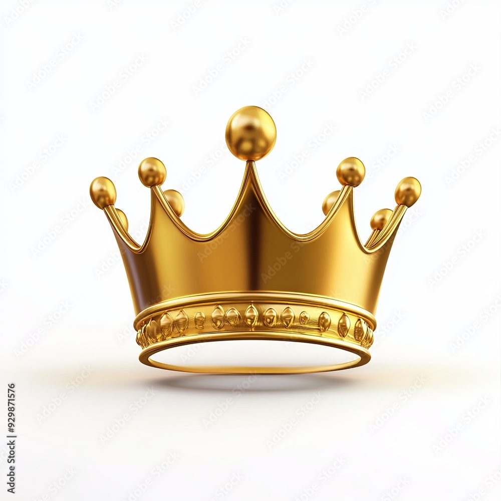 3D Isolated Gold Crown Icon on White Background. Create the Golden ...