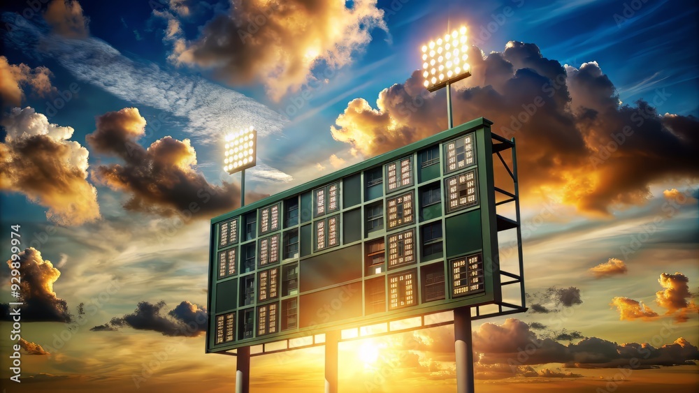 Vintage-style scoreboard displays the home team's winning score in bold ...
