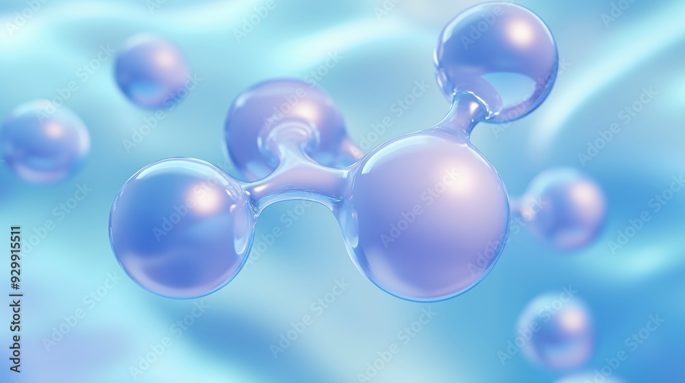 Light Blue Molecular Structure Abstract Background Molecular Atomic