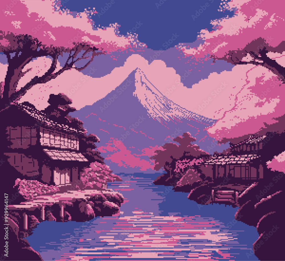 Edo Period Japanese Village 1700s in Beautiful Spring Season Blooming ...