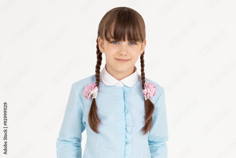 Indoor picture of young good-looking teenage girl isolated on white ...