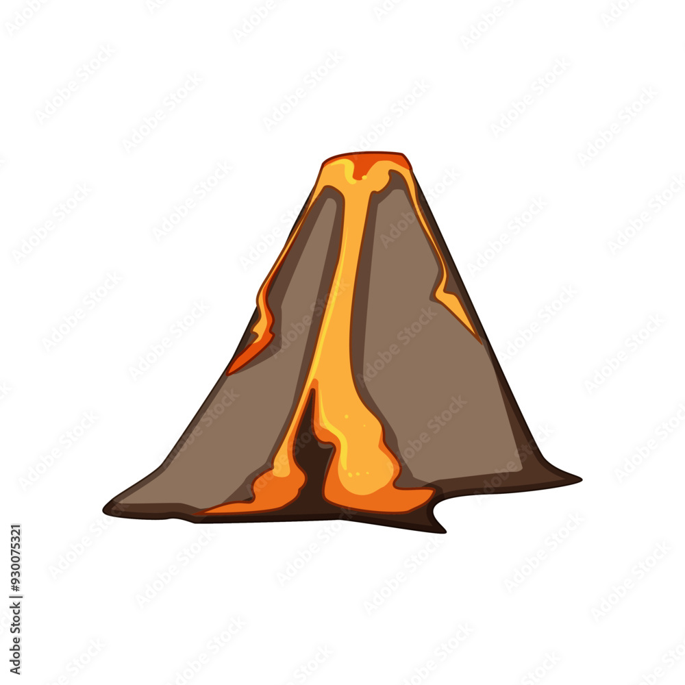geothermal volcano eruption cartoon. plume vent, fissure basalt ...