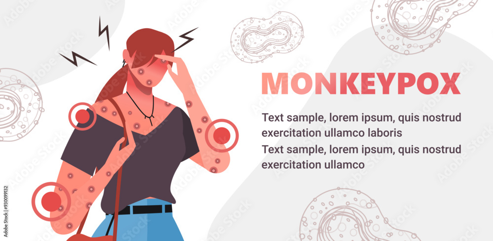 Image vectorielle Stock The woman is sick with smallpox and symptoms of ...