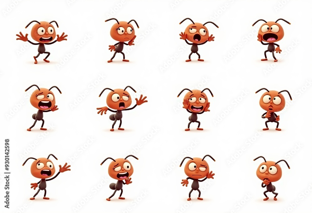 Ilustración de Stock Dynamic Ant Poses: High-Resolution Character Sheet ...