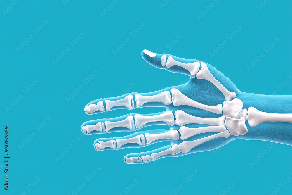 Human skeletal hand anatomy, detailed depiction of bones in a hand ...