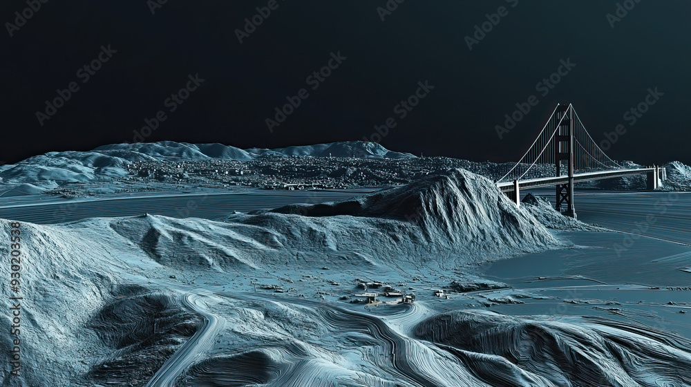 Technical aerial visual, 3D LiDAR GIS aerial map satellite scan model ...