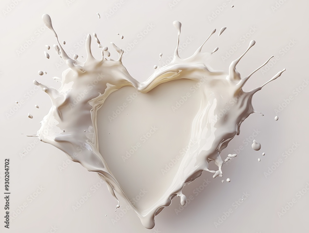 White Milk Splash Forming a Heart Shape on Transparent Background. High ...