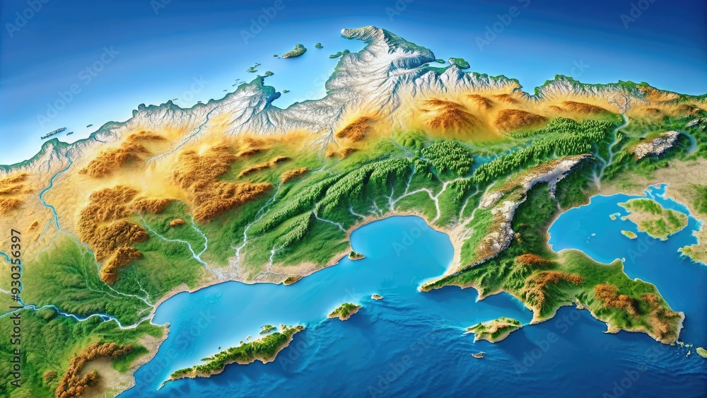 A detailed topographic map of Crimea, showcasing the peninsula's rugged ...