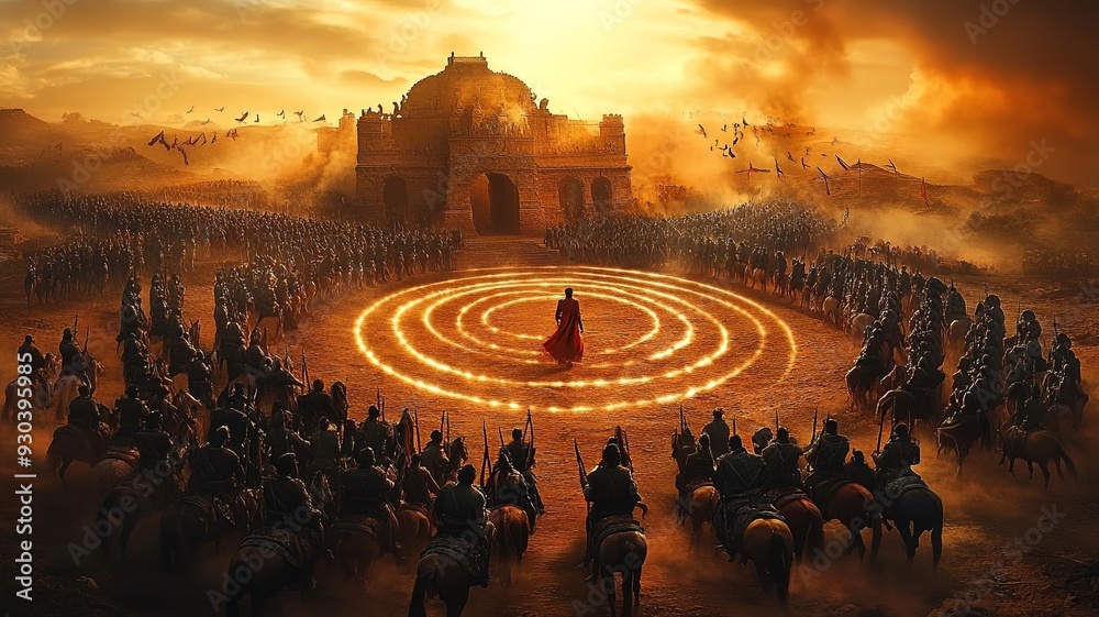 indian mahabharat war soldiers making circles cinematic scene Stock ...
