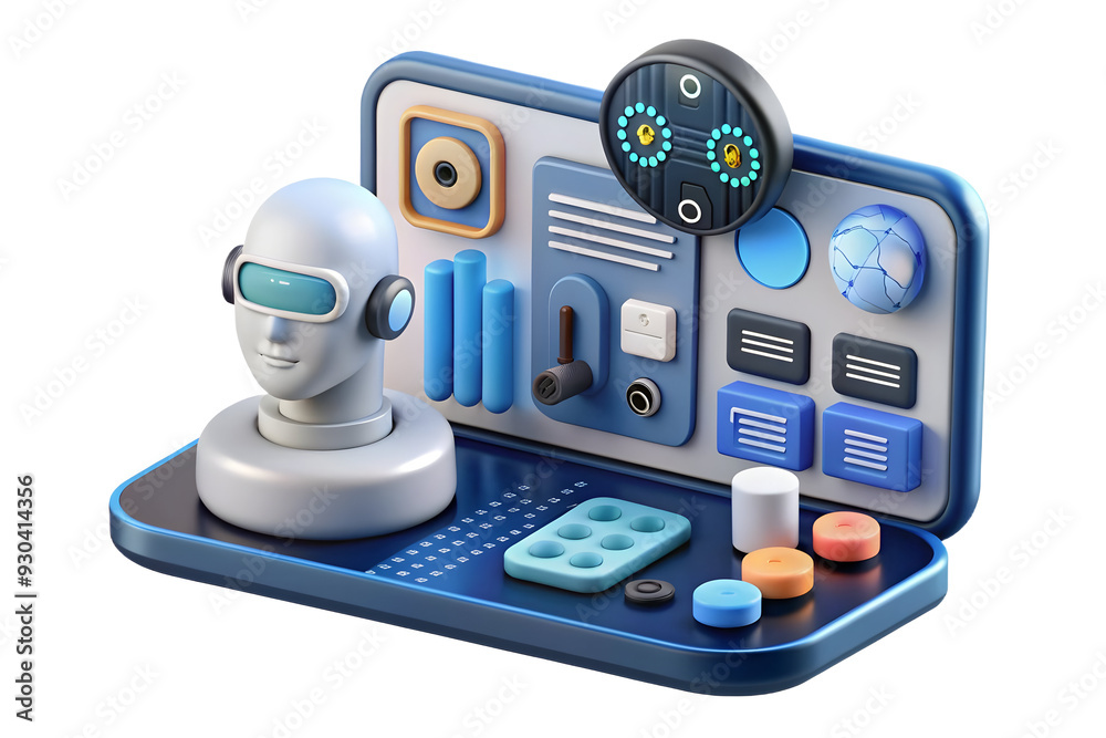 3D AI Powered Human Machine Interface Frame Concept - Modern HMI Design ...