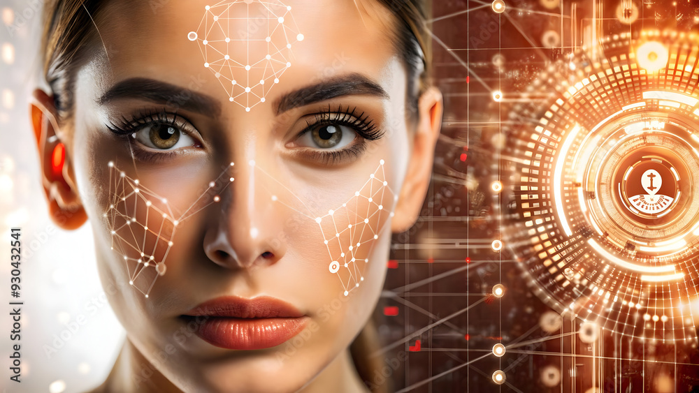 Abstract Vector Elements: AI-Driven Digital Identity Symbols with Biometric Patterns and Data ...