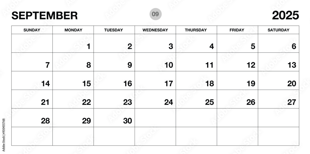 September 2025 year planner template, calendar 2025 template, monthly ...