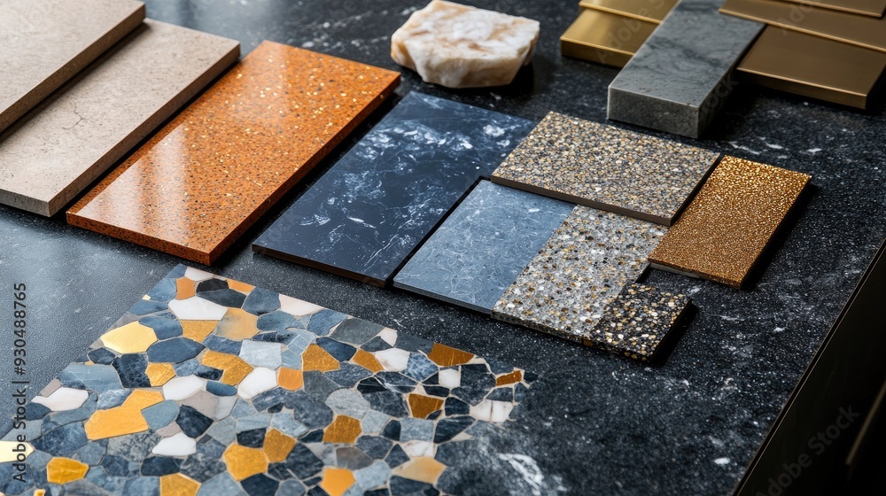 interior material samples contains panels and tiles. interior moodboard ...