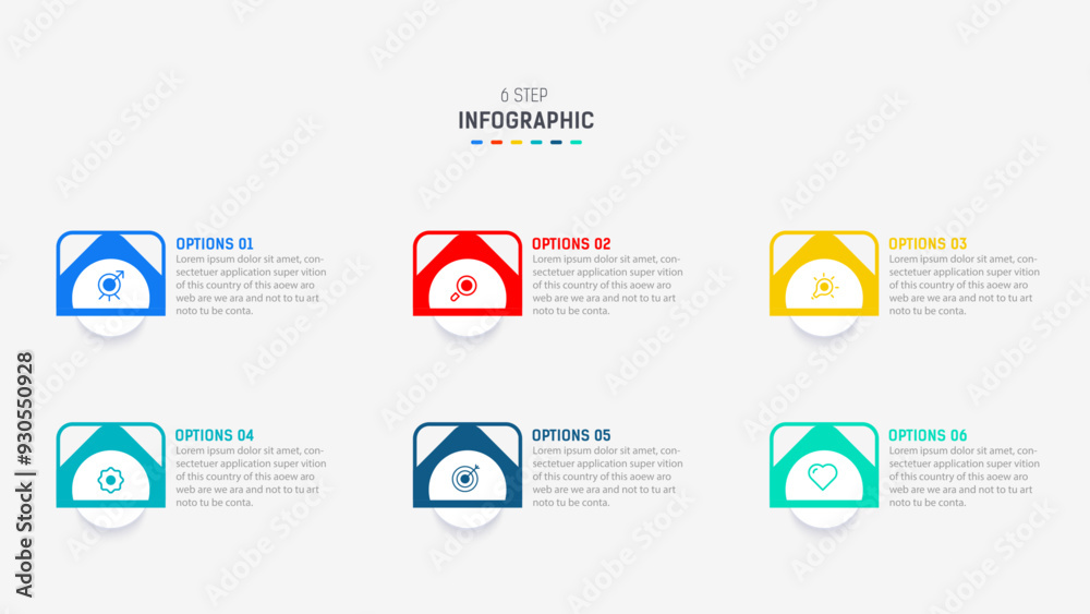 Business infographics design for Six Step, option, parts or process ...