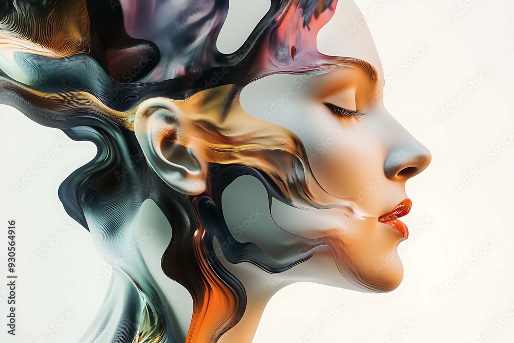 Abstract photo featuring detailed character design of people's faces ...