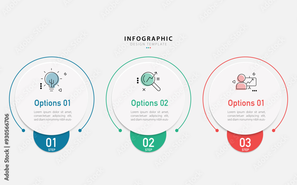 Business infographic template. 3 Step timeline journey. Process diagram ...