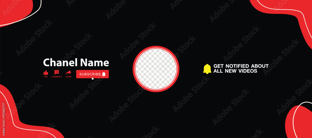 Youtube Channel Wireframe Design. Youtube Banner Design Template Vector ...
