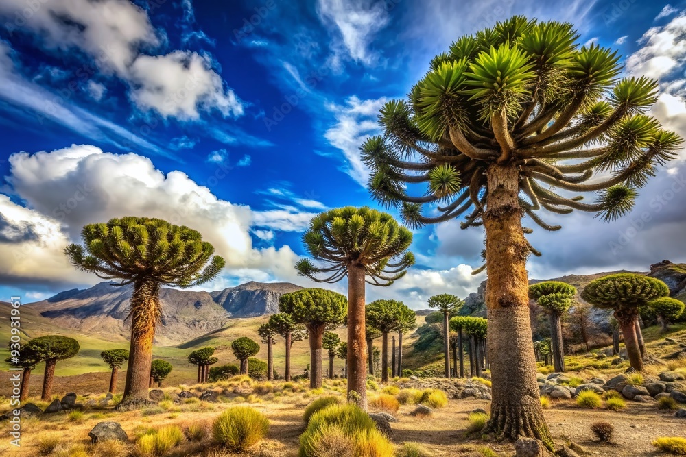 Ancient araucaria petrified trees, 65-100 million years old, stand tall ...
